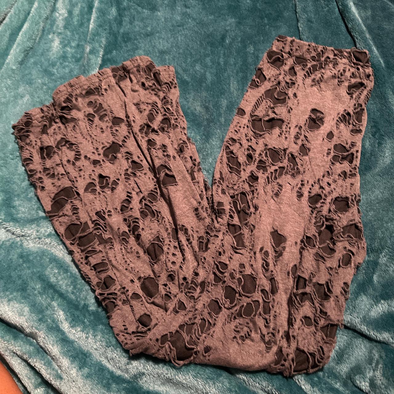 Black and Gray. see through, flare pants, with lots... - Depop