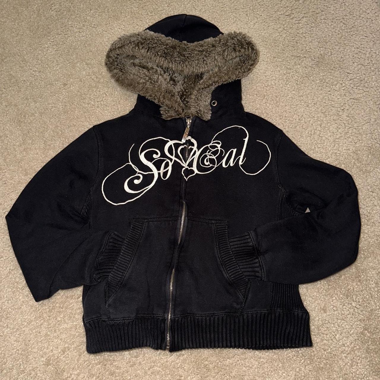 So Cal cyber y2k lined zip up hoodie // no flaws... - Depop