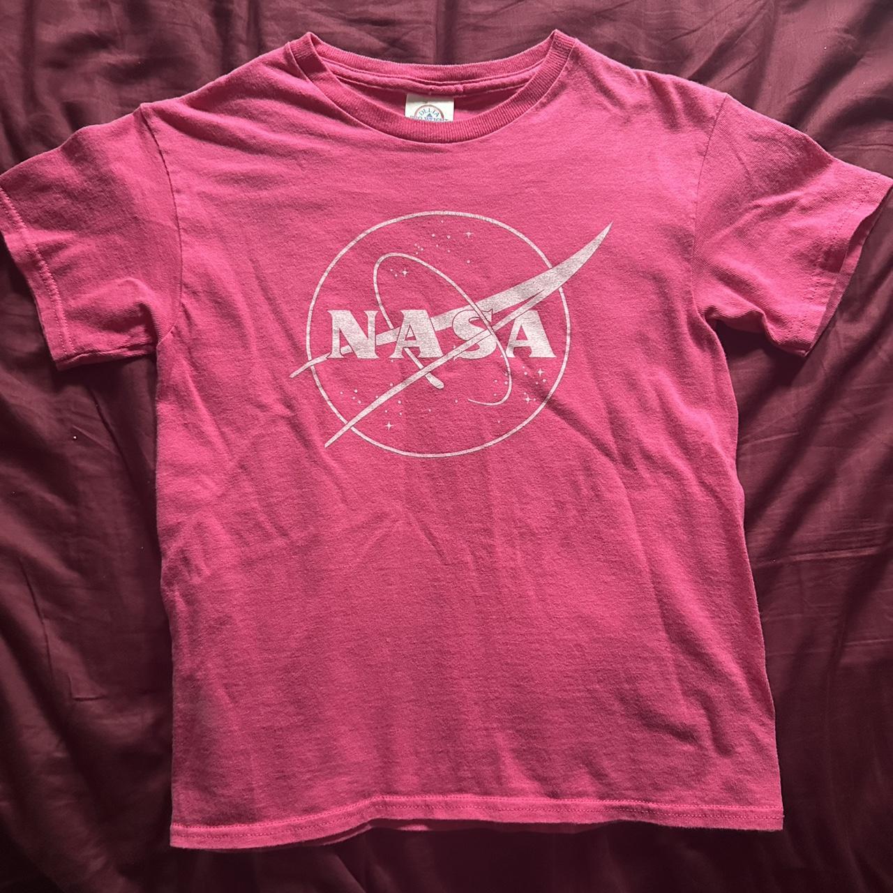 Hot pink NASA Baby Tee // tagged a kids medium... | Depop