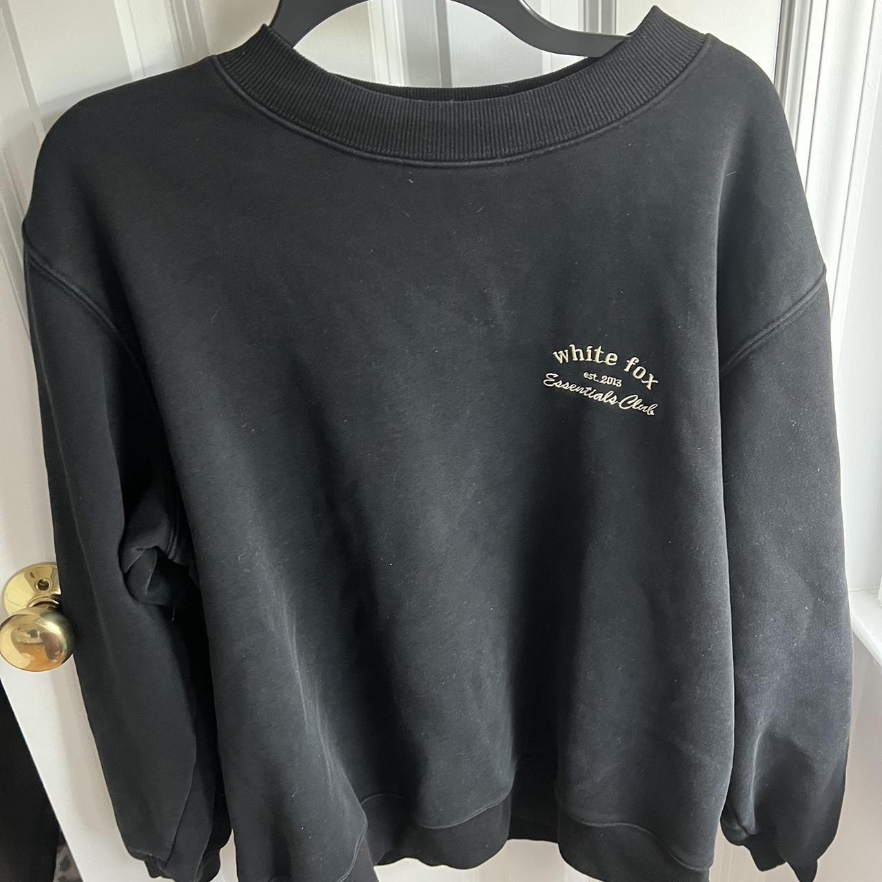 White fox black crewneck in great condition size S/M... - Depop