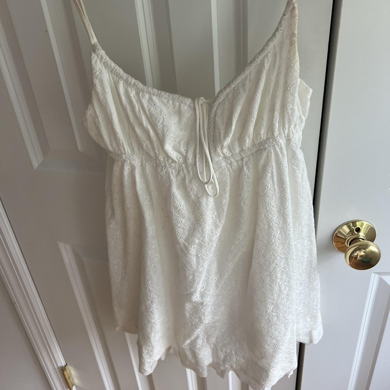 Princess polly mini dress white & embroidered size 4... - Depop