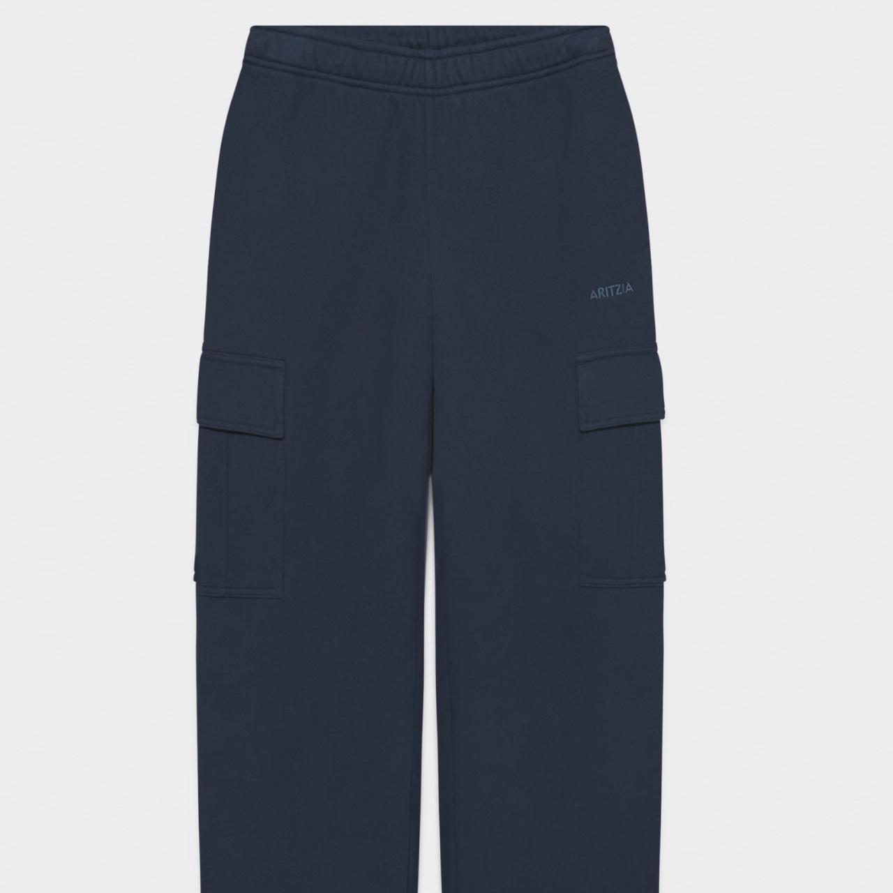 Aritzia Cozy Fleece Mega Cargo sweatpants in admiral... - Depop