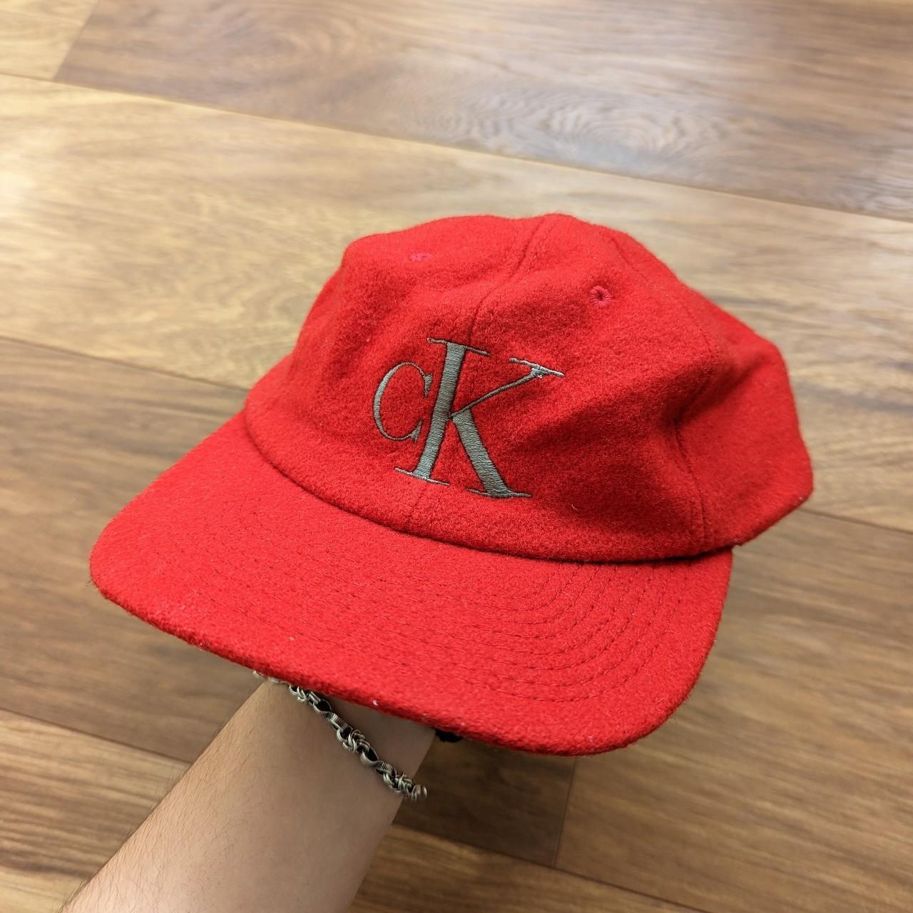 Vintage Calvin Klein Red Wool Hat Good overall... - Depop