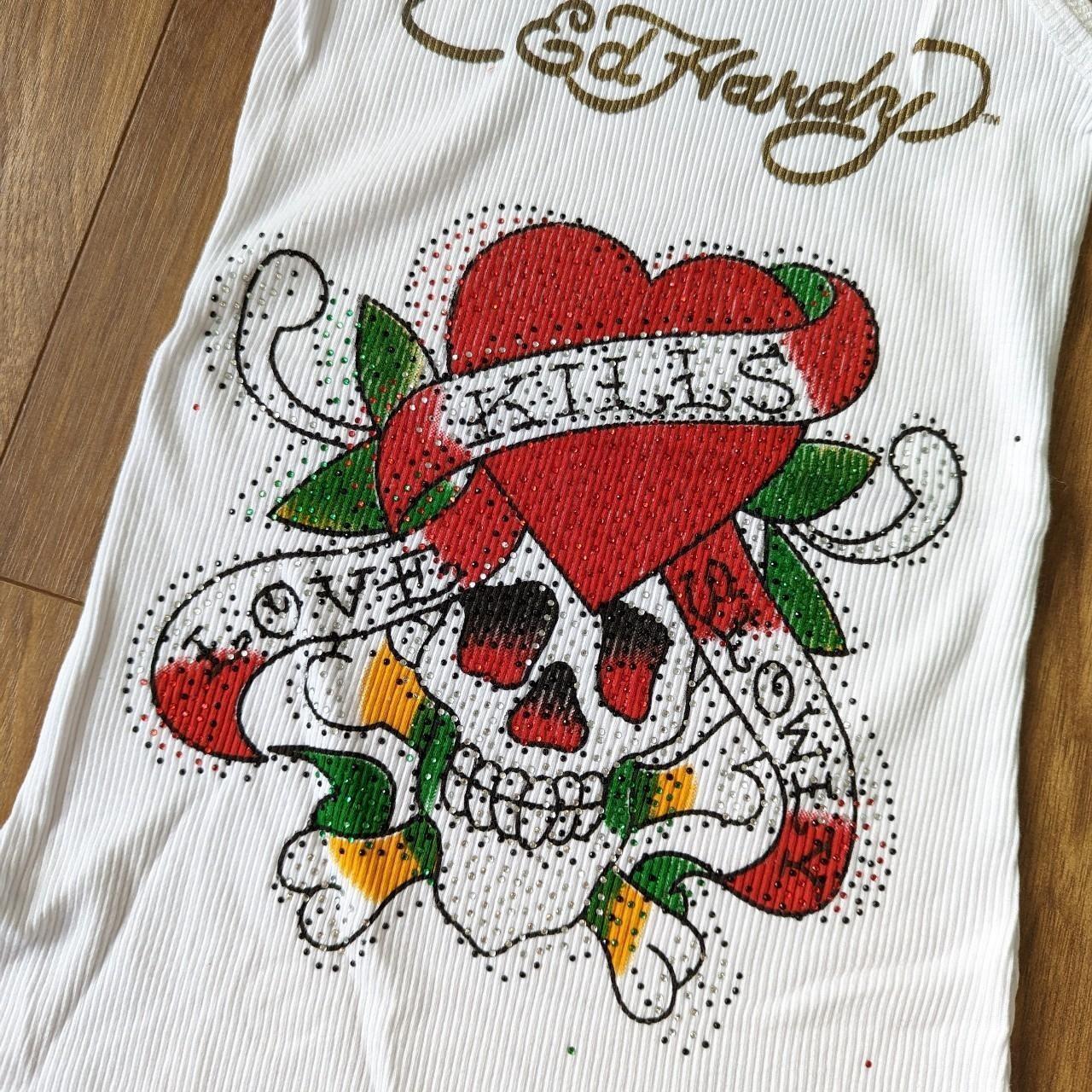 Brand new Ed Hardy y2k Skull and Bones White... - Depop