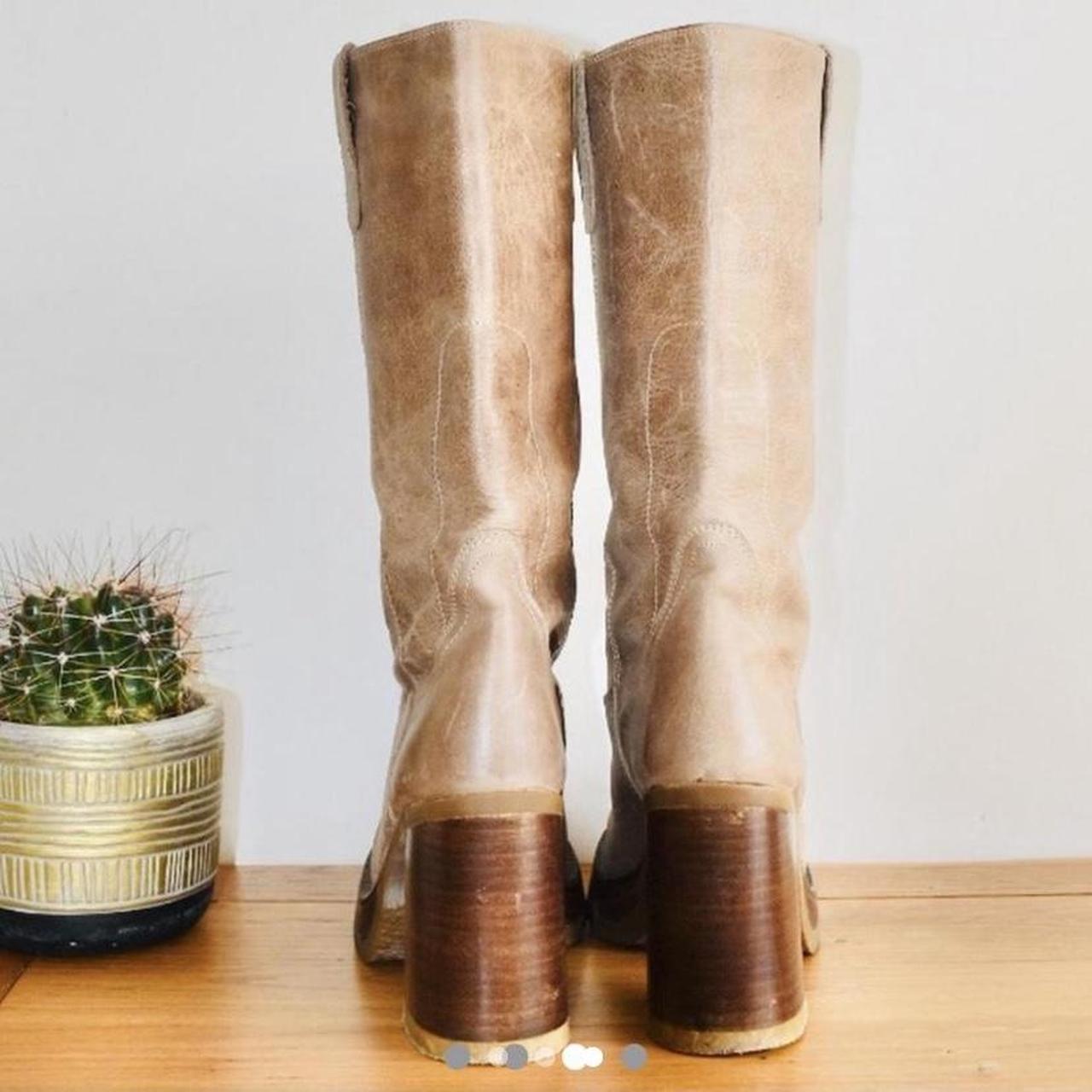 Vintage leather platform destroy boots in a ~rare~... - Depop