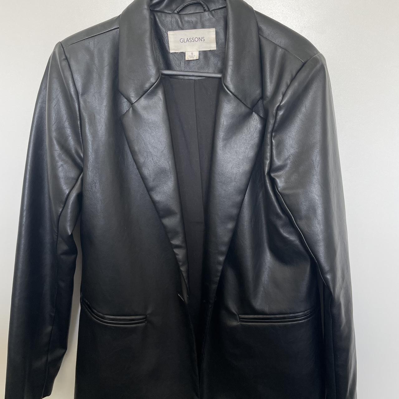 Glassons black leather blazer size S. Mark behind... - Depop