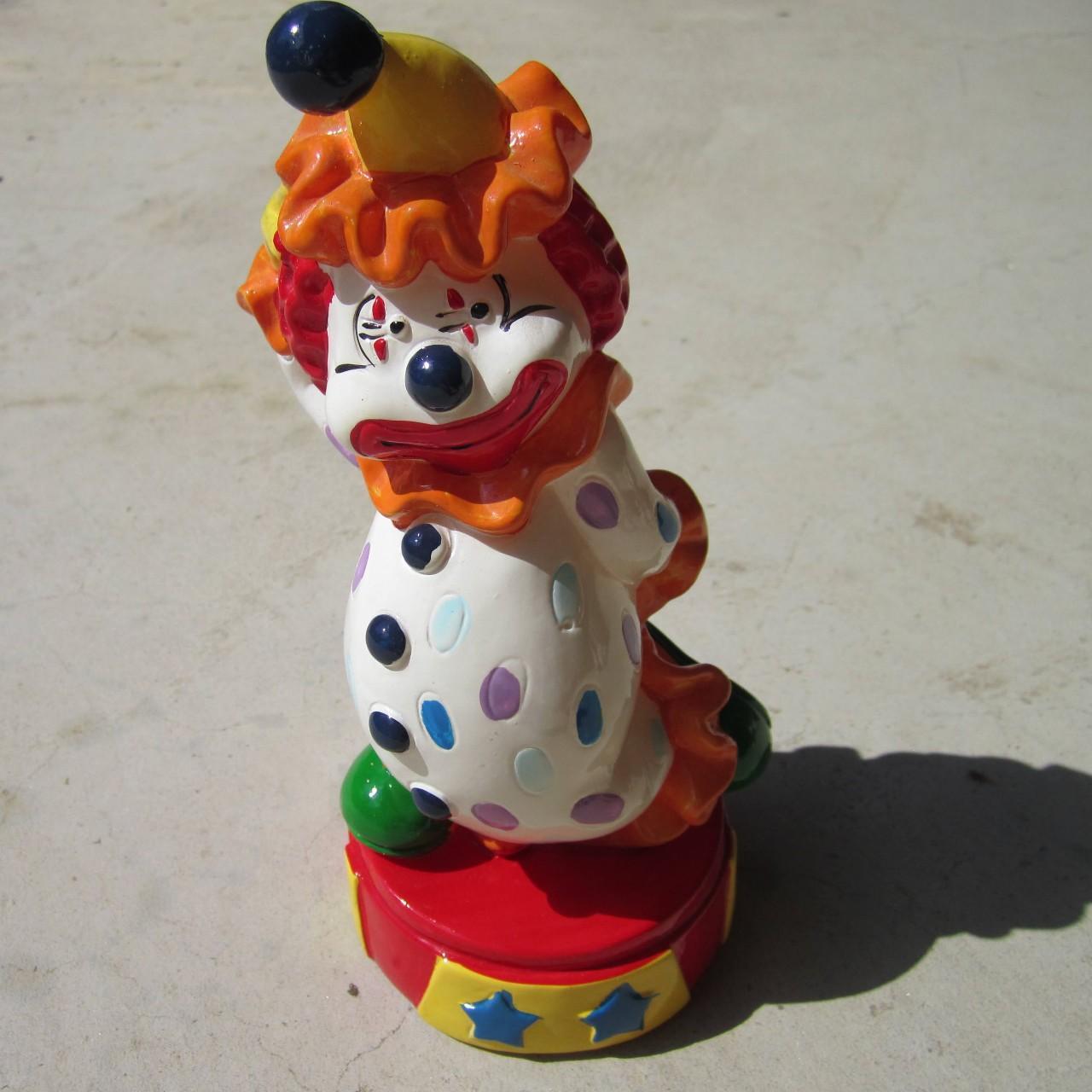 Vintage Circus Clown Hard Plastic Bank Kitsch - Depop