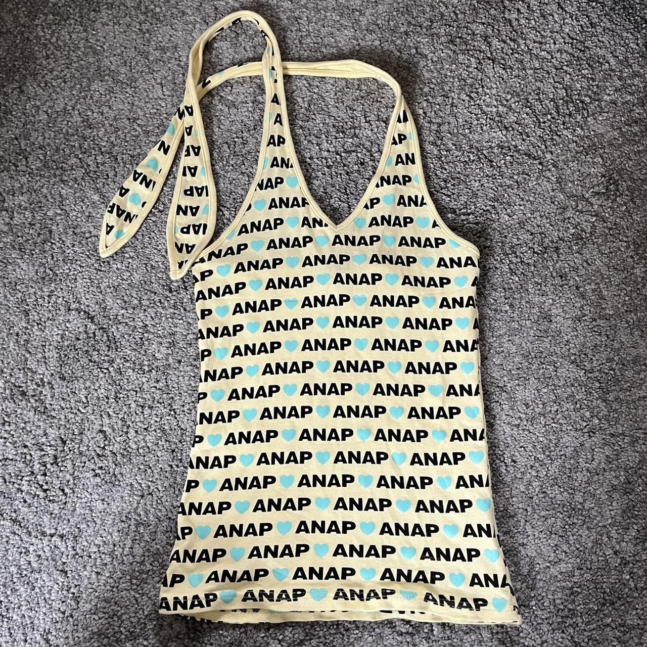 gyaru brand anap yellow and blue halter tank... - Depop