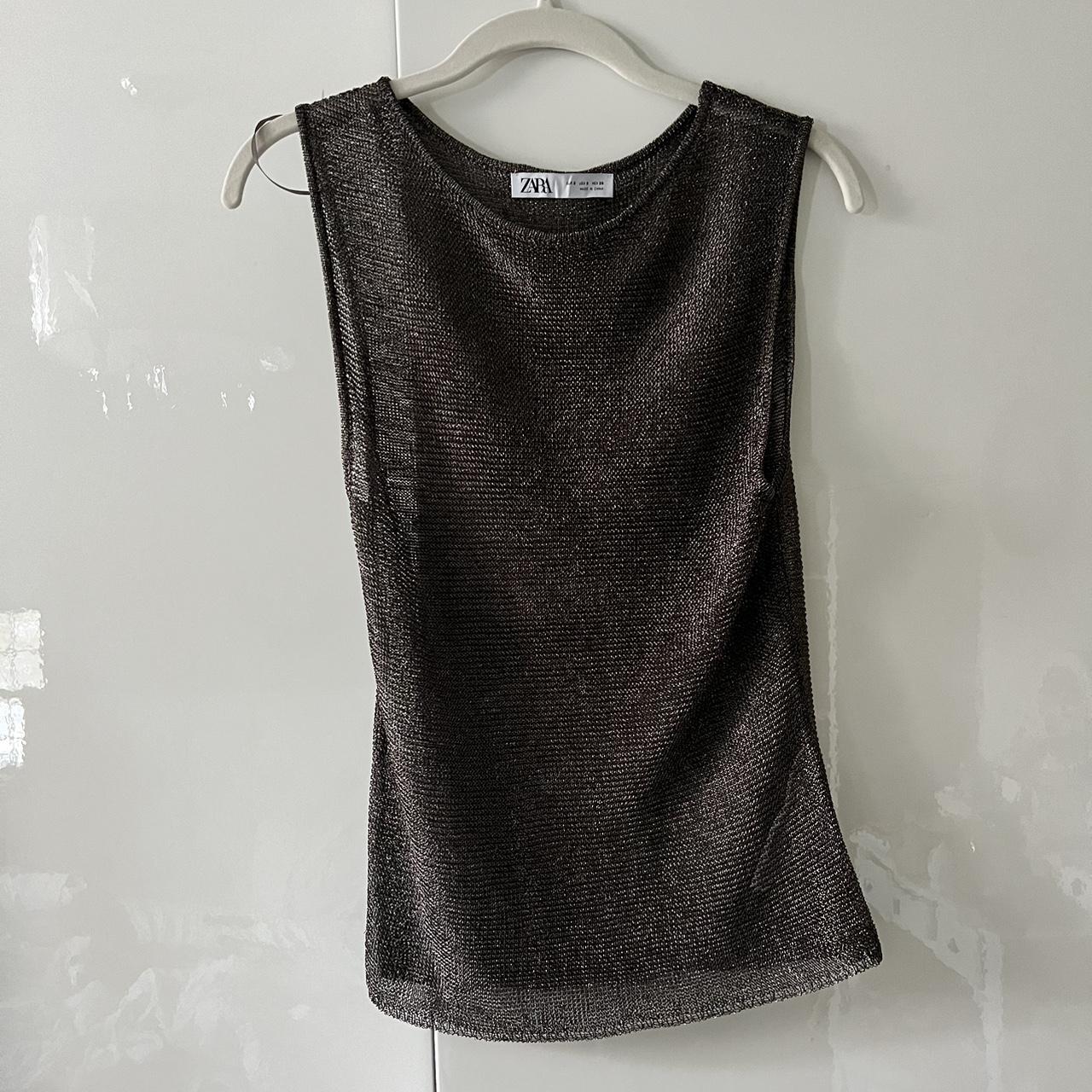 Zara Metallic Mesh Knit Top - Depop