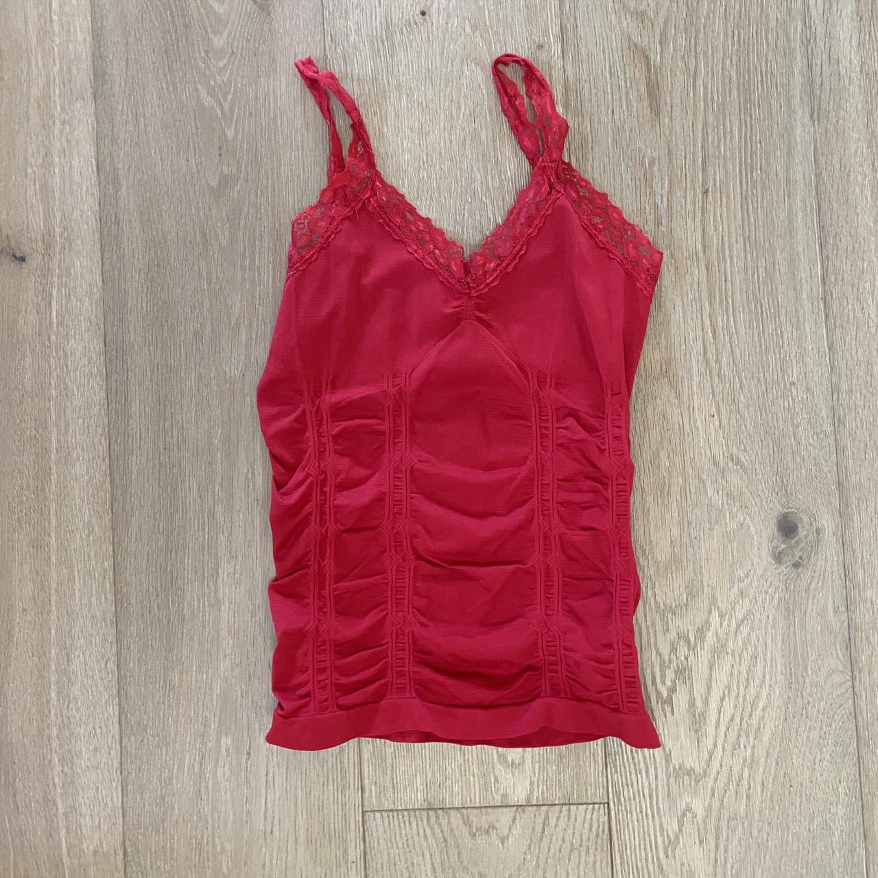 Red lace cami top size small/medium vintage - Depop