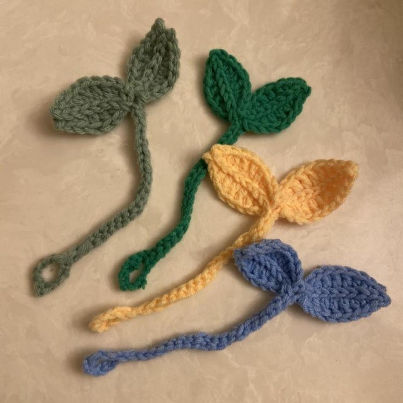 Cute crocheted leaf sprout accessory for... - Depop