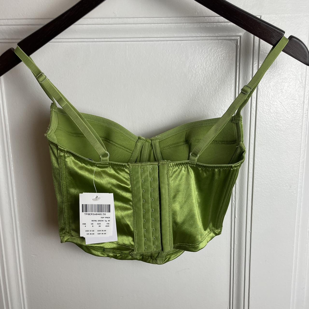 Sexy green satin fitted corset brand new sz XS - Depop