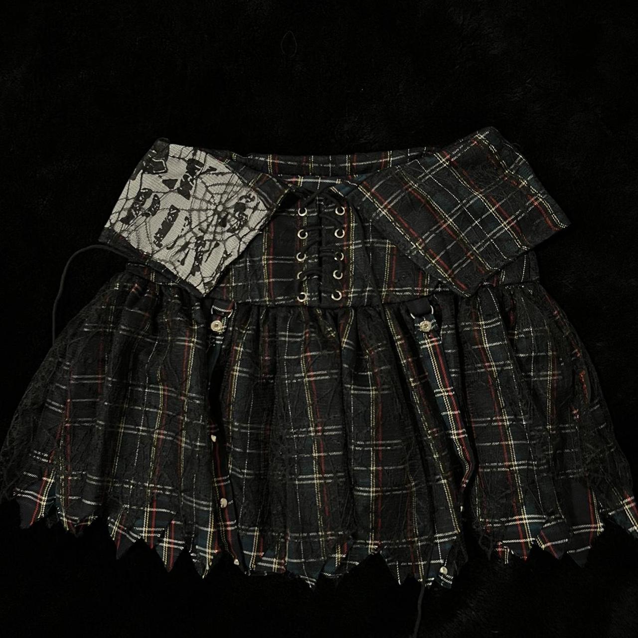 plaid gothic mini skirt NWT by the brand xs punk -... - Depop