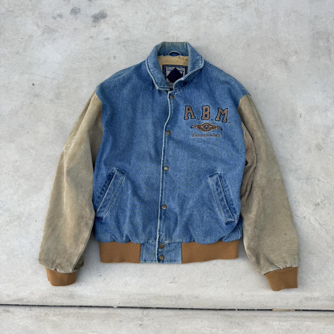 Anchor blue varsity jean jacket - Depop