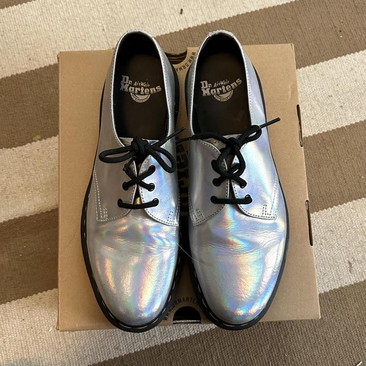 Dr. Martens Women's Silver Oxfords | Depop