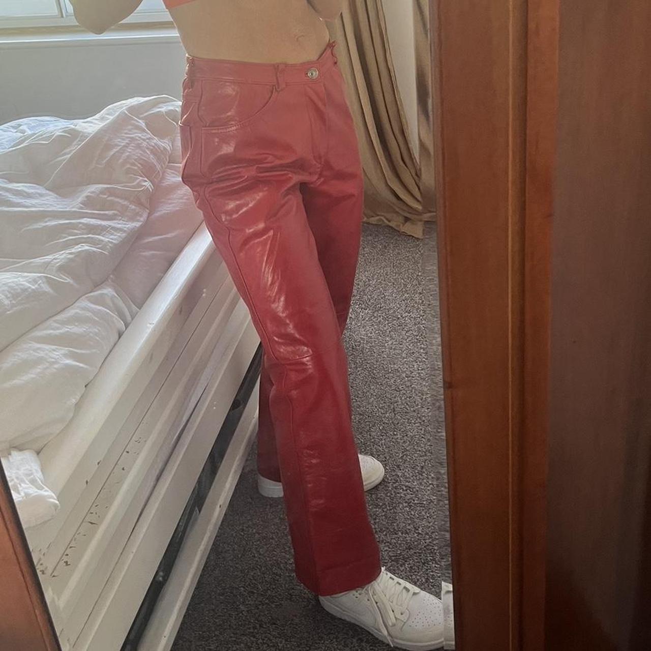 Red leather pants - Depop