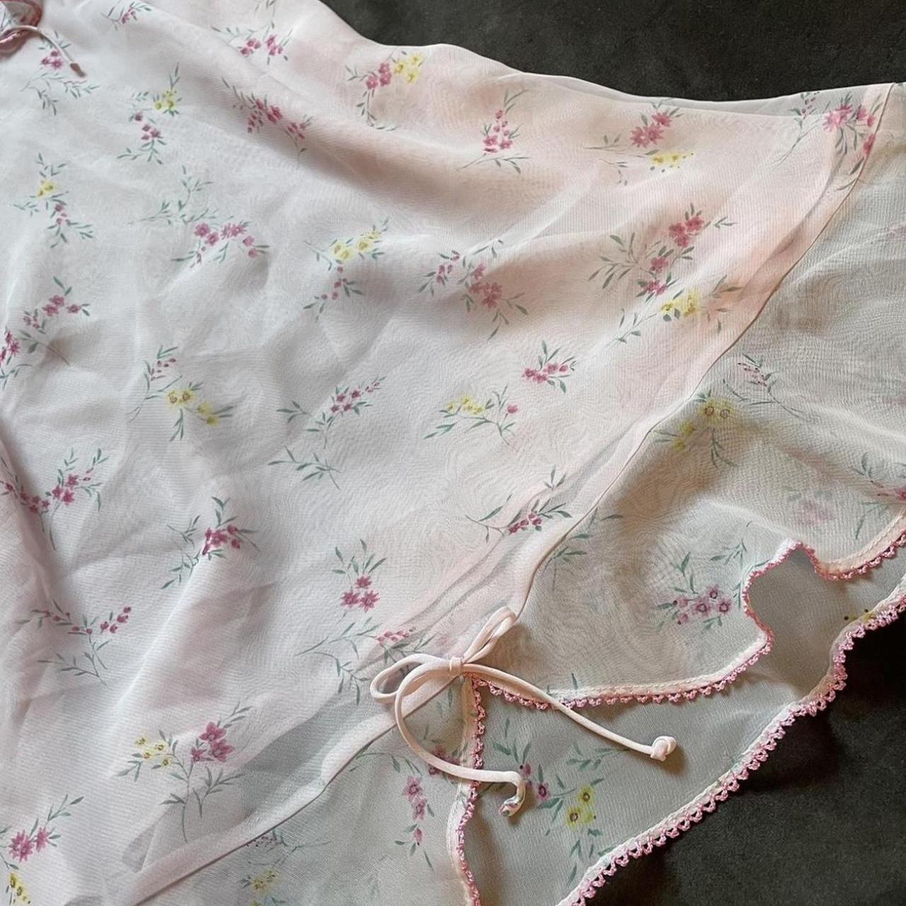 Vintage dainty sheer floral mesh dress The... | Depop