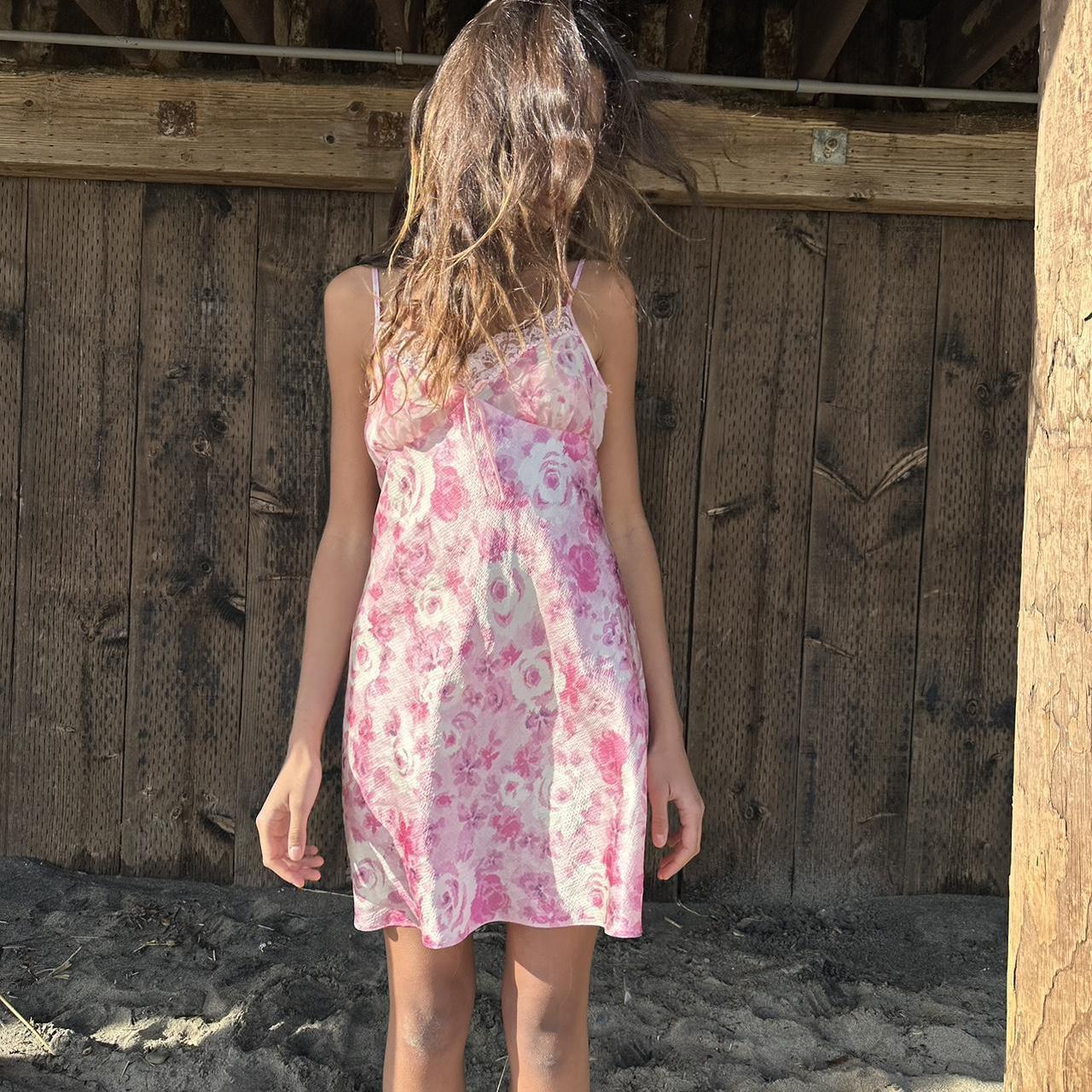 Vintage 90s pink rose pattern dress Adorable... - Depop