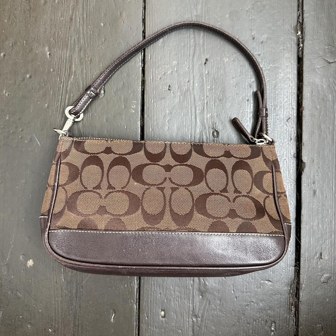 Vintage Coach monogram rare brown pochette bag 🤍... - Depop