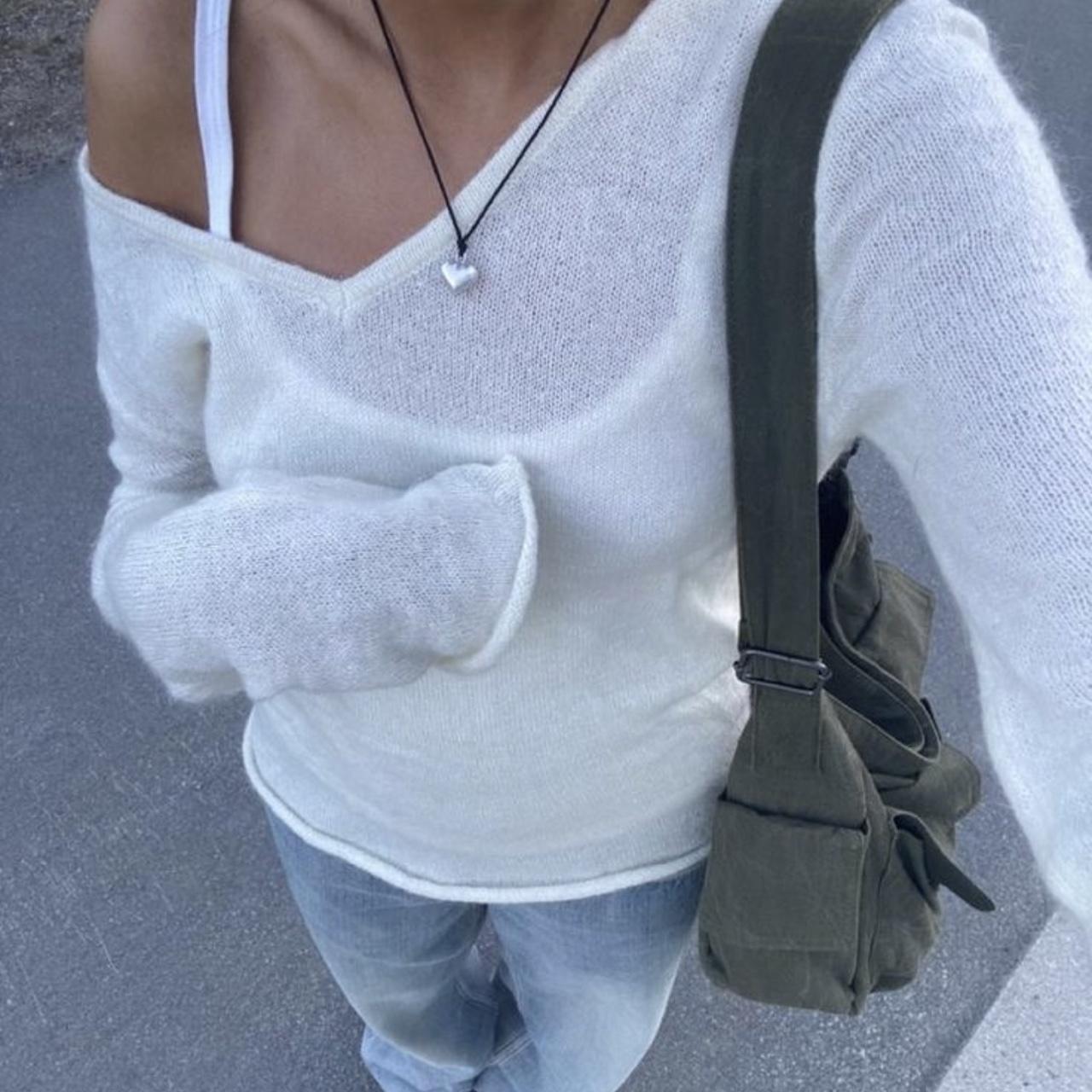 Brandy Melville v neck long sleeve sweater... - Depop