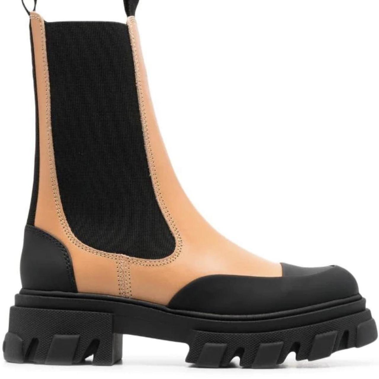 Ganni Women's Orange and Black Boots | Depop