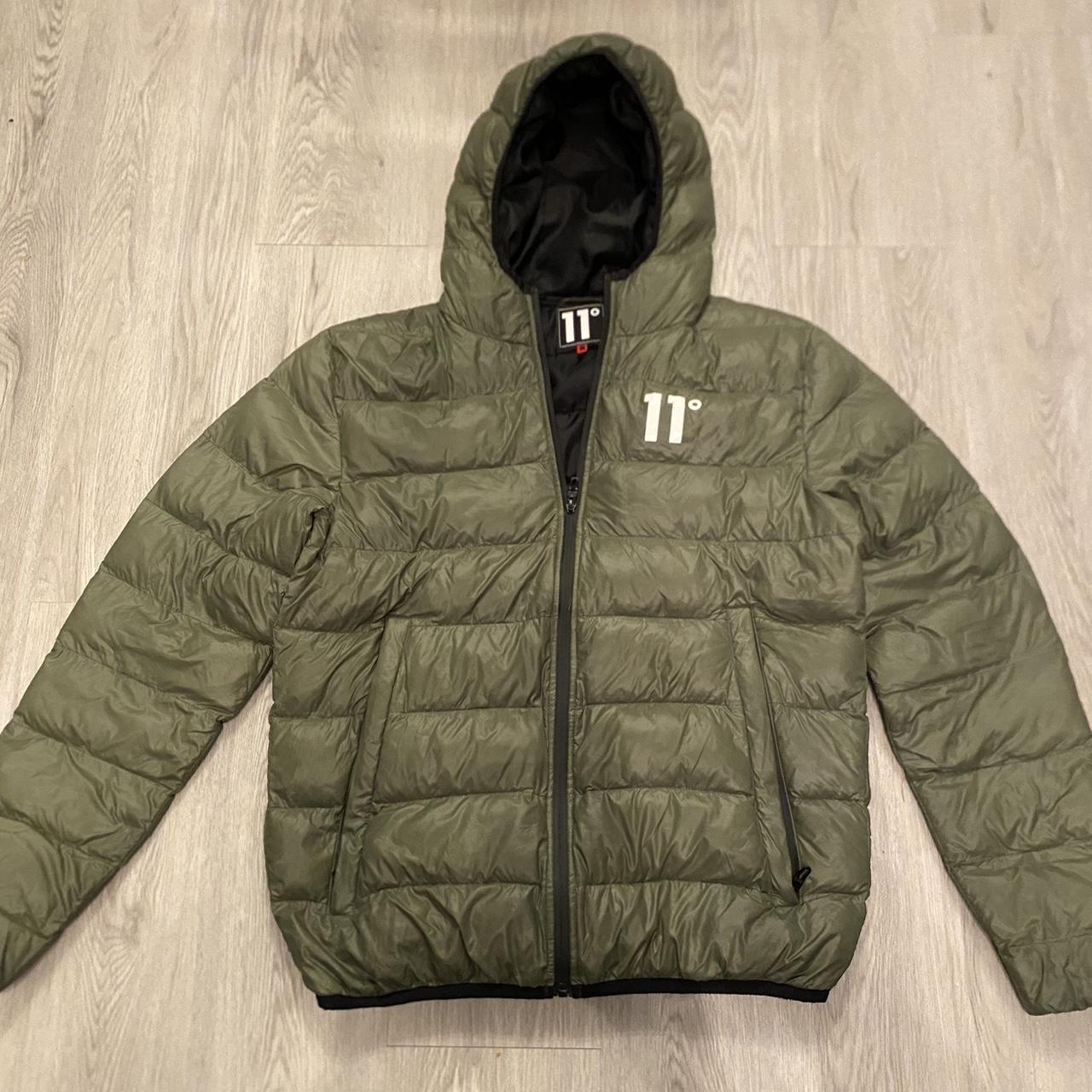 11 Degrees Olive Puffer Jacket Size UK M Deep Zip Up... - Depop