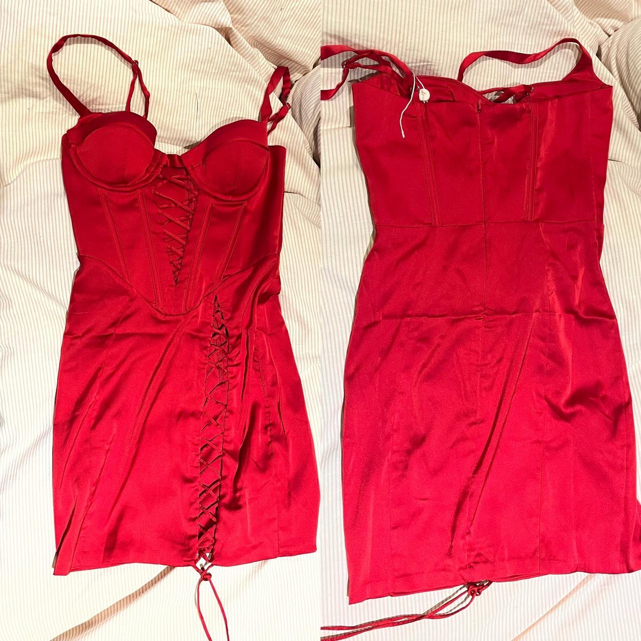 Oh Polly - Lace Up Corset Satin Mini Dress Size... - Depop