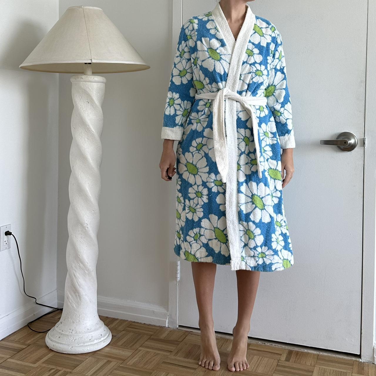 Djerf Avenue Women's Blue and Green Robe | Depop