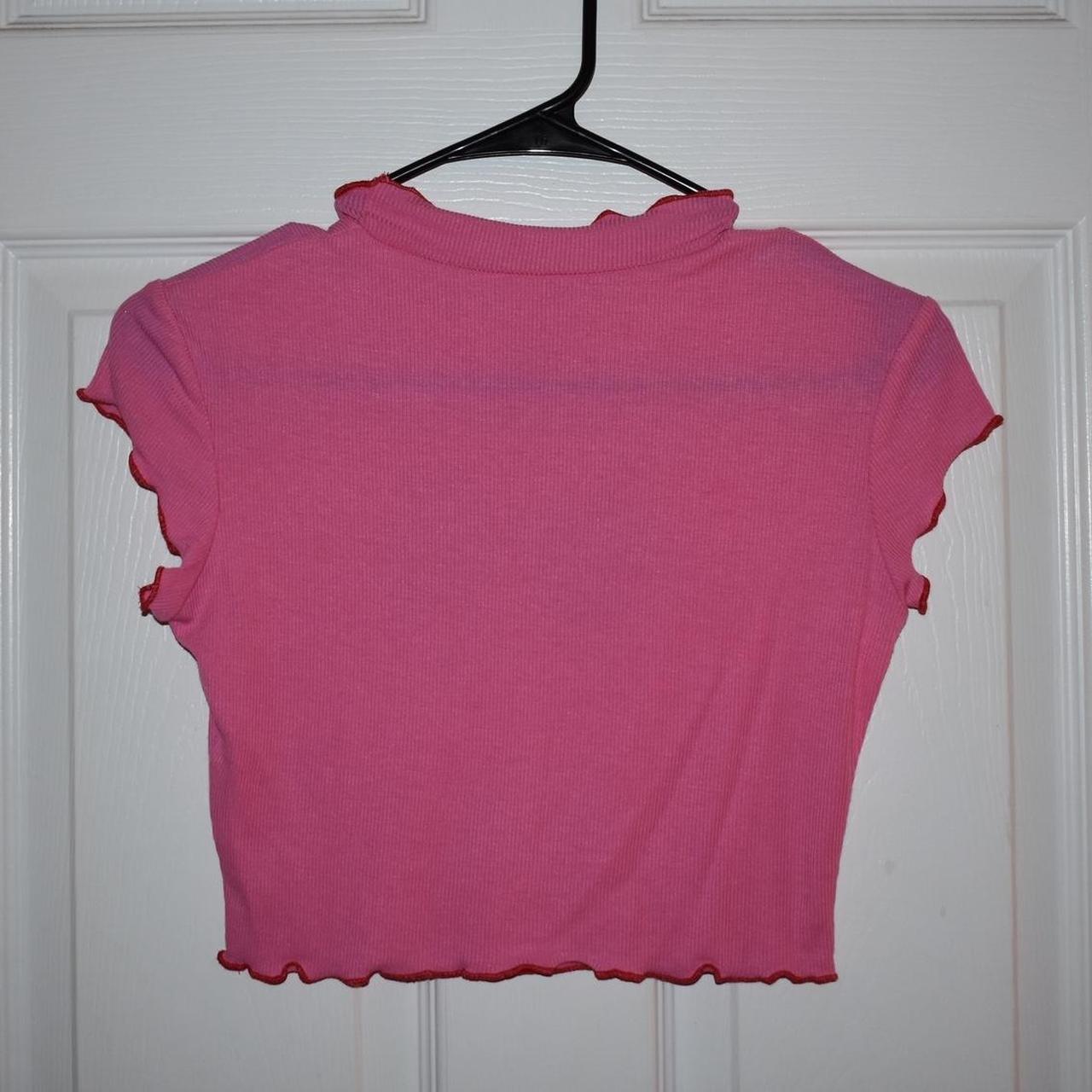 hot pink and red shedevil crop top with lettuce trim... - Depop