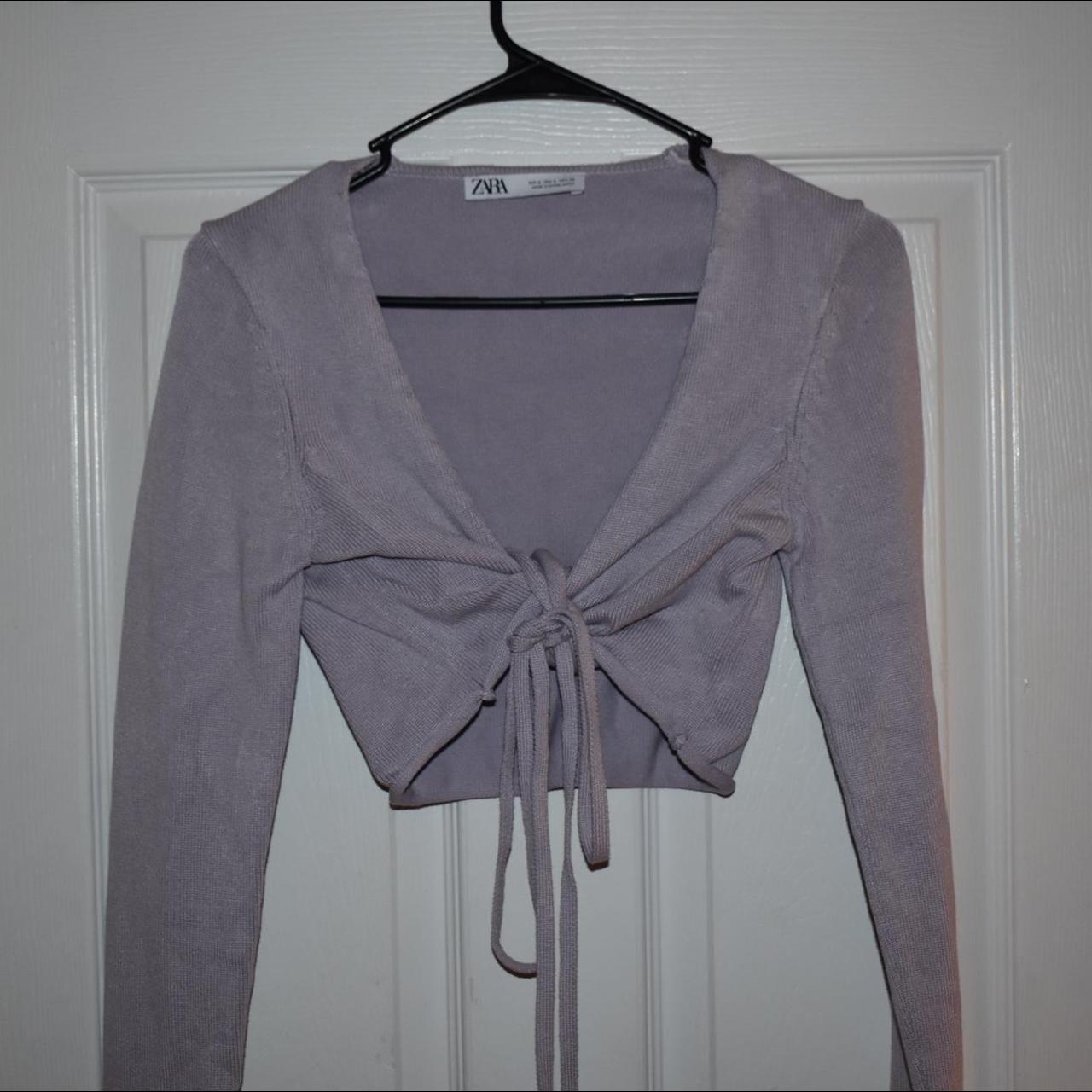 lilac purple zara wrap top with long strings - Depop