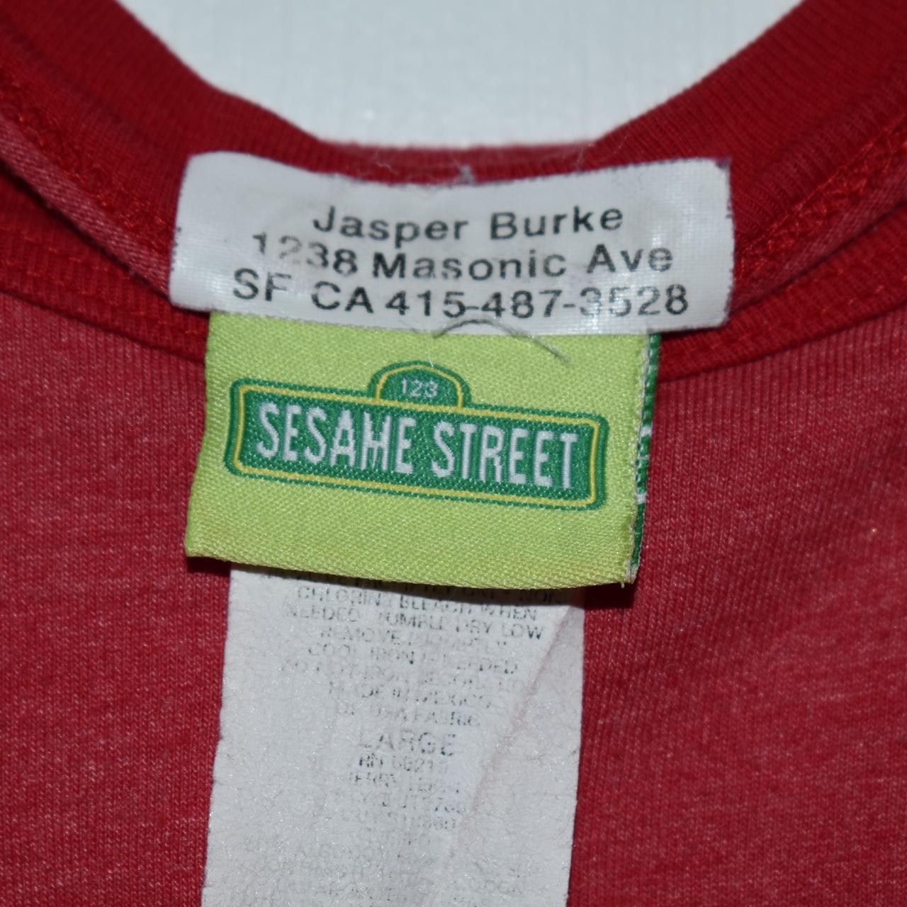 red cookie monster ringer t shirt tagged as a size... - Depop