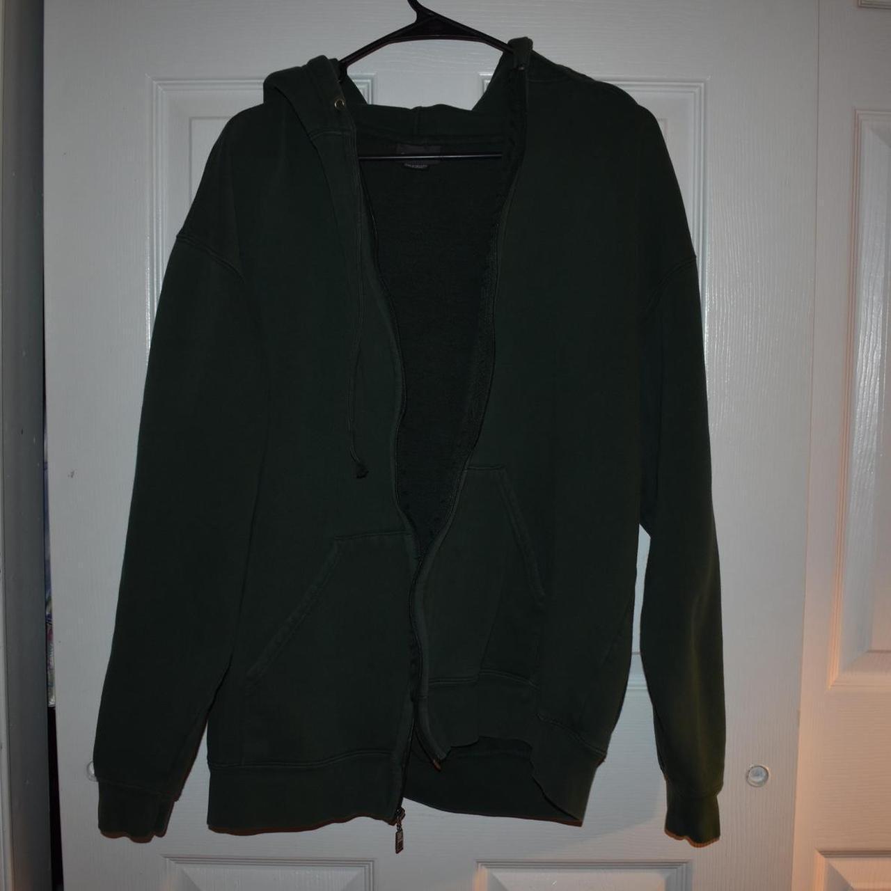 dark green oversized jacket the zipper is broken... | Depop