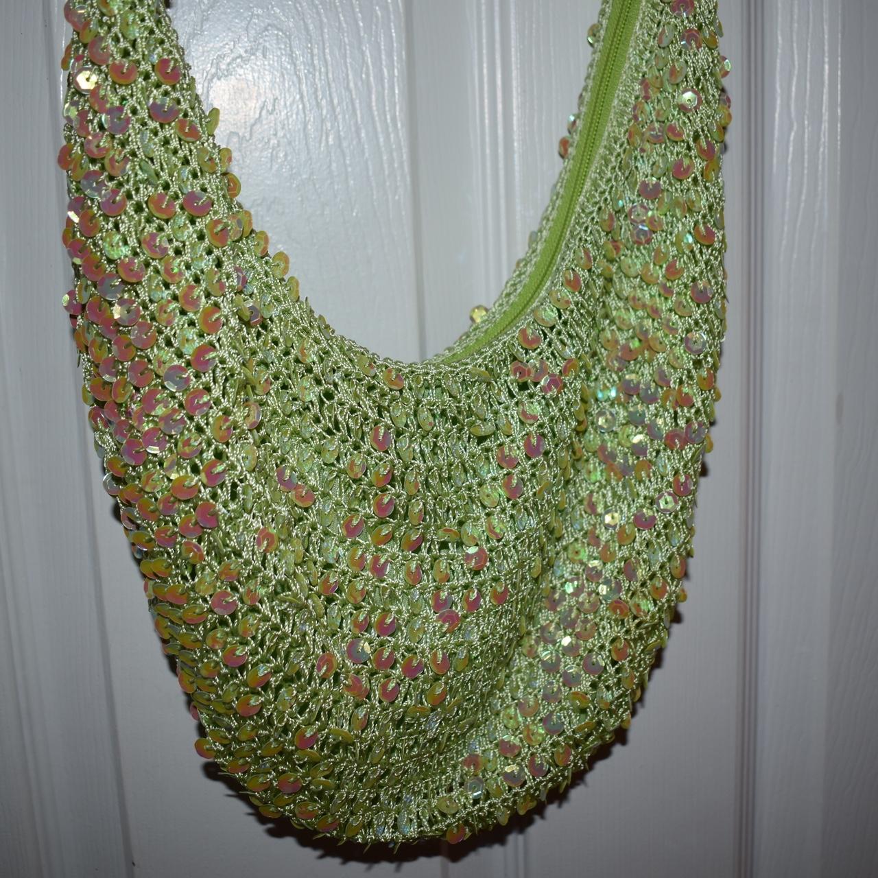 light green y2k sequin shoulder bag - Depop
