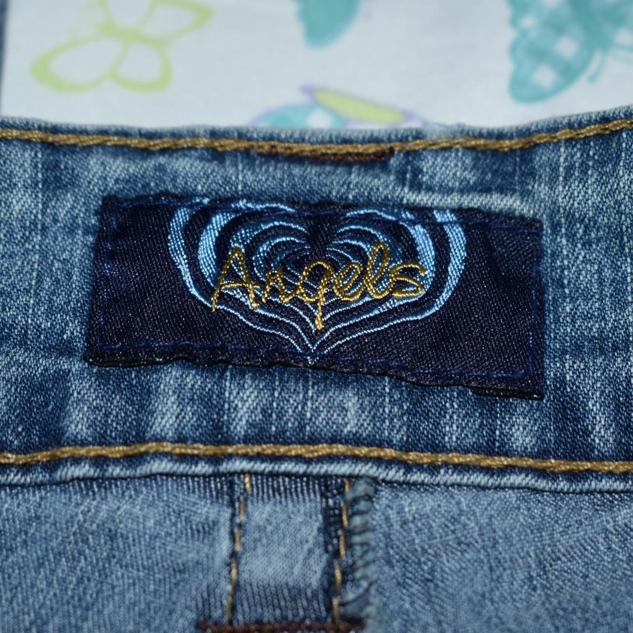 vintage y2k rhinestone/sequin angels flare jeans... | Depop