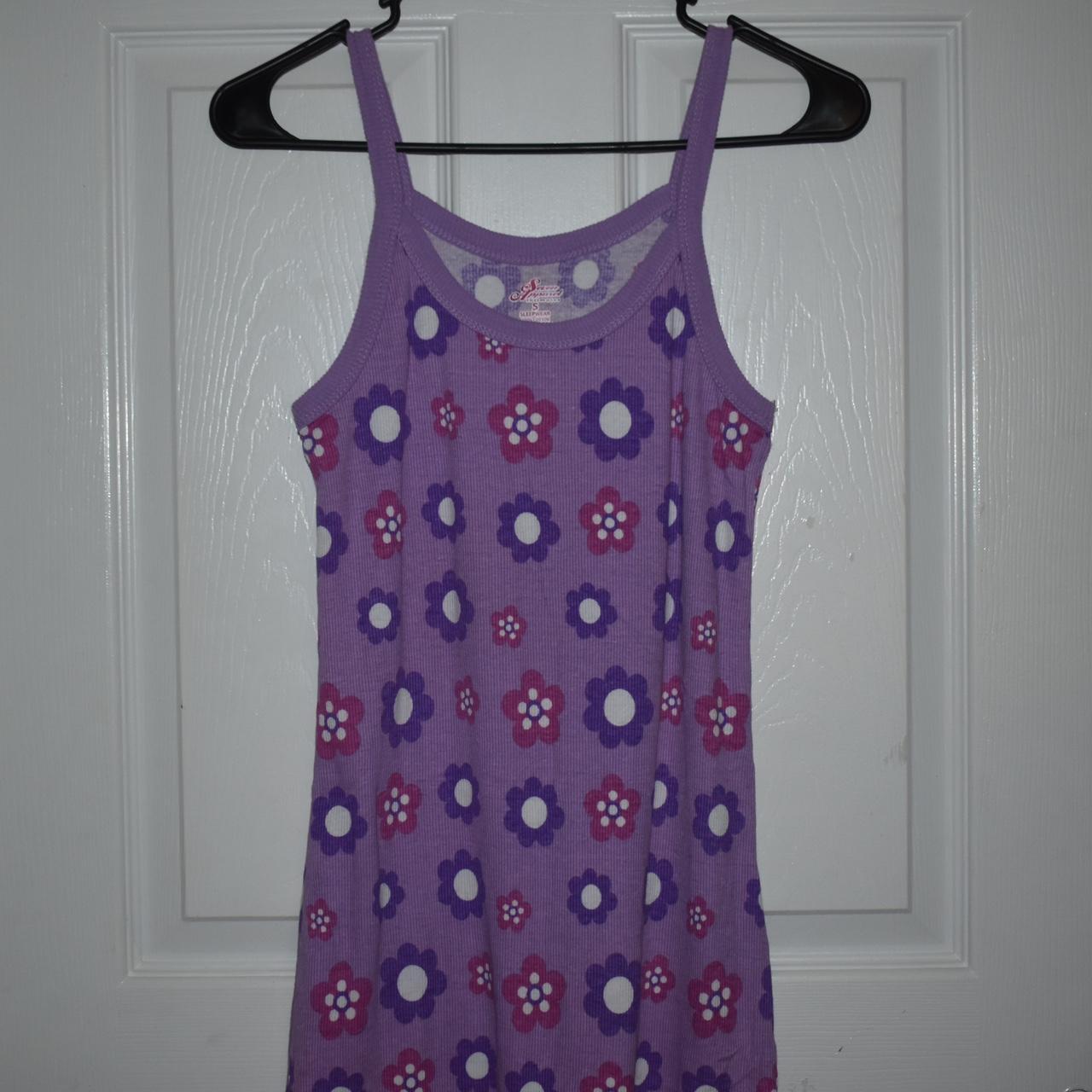 Purple and pink retro flower cami dress #fairycore | Depop