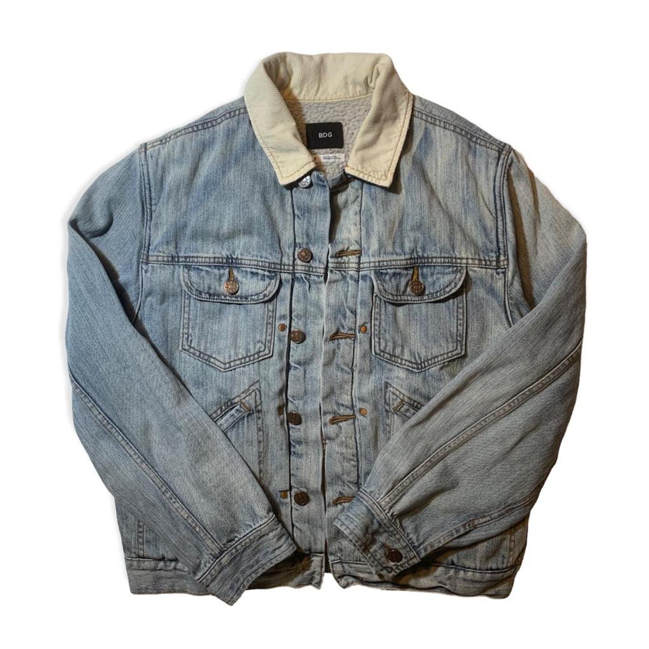 BDG Light Washed Sherpa Denim Jacket Size S Small... - Depop