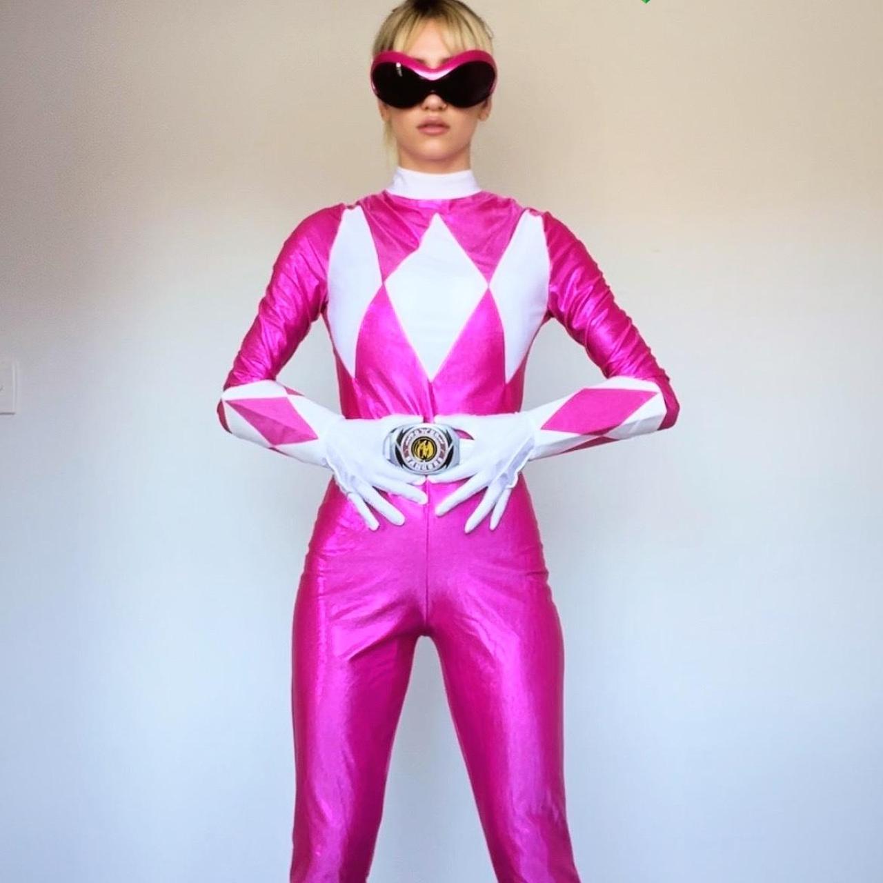 Pink power ranger costume size 8-6. It’s stretchy... | Depop