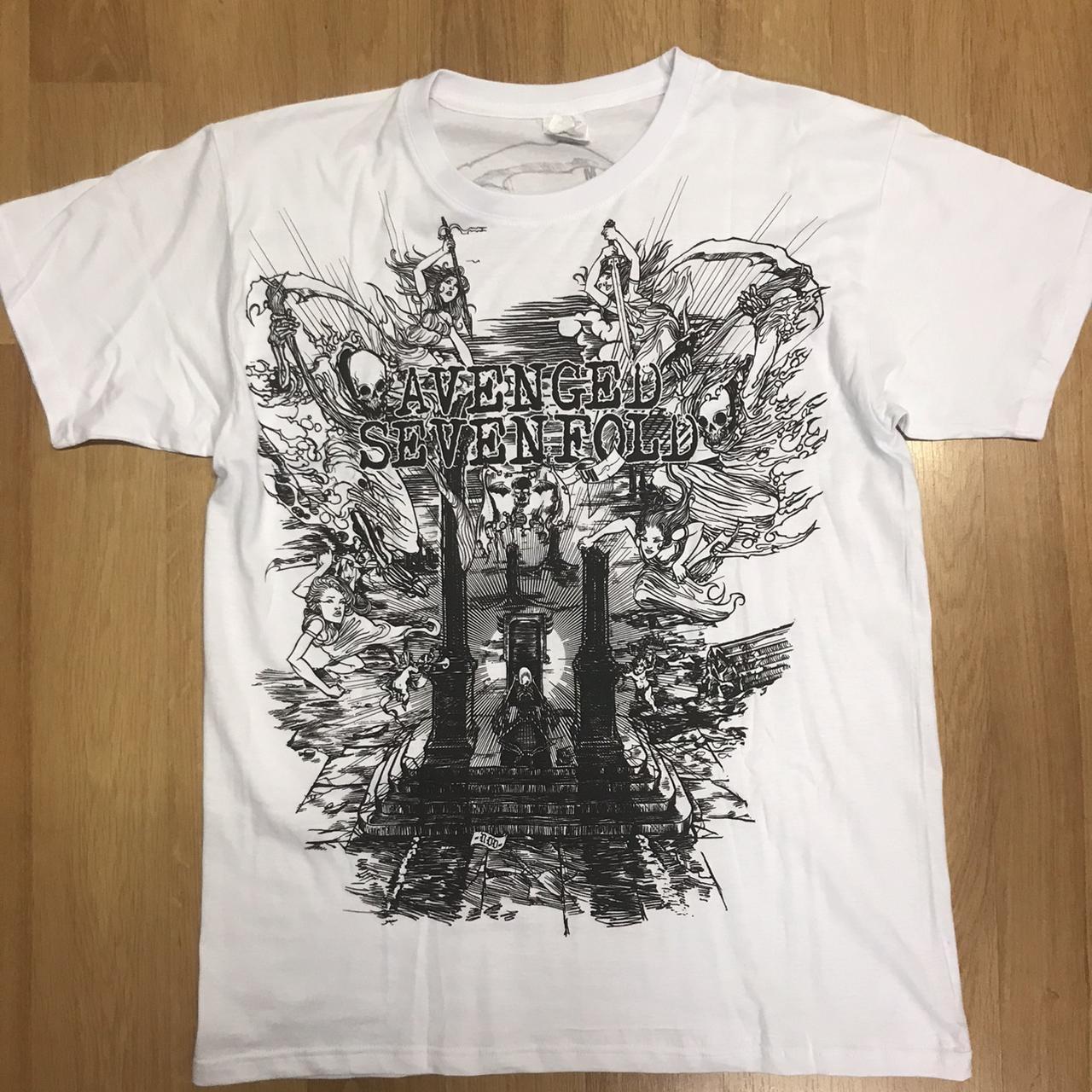 AVENGED SEVENFOLD UNISEX TEE: LAND OF CAIN PLEASE... - Depop