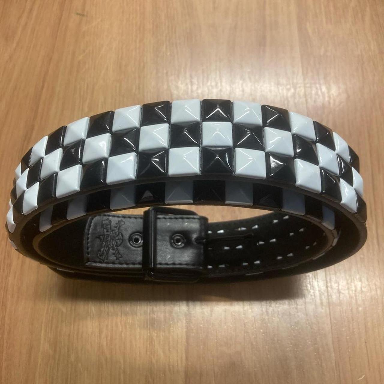 BLACK AND WHITE CHECKERED BELT SMALL 30 inches to 33... - Depop