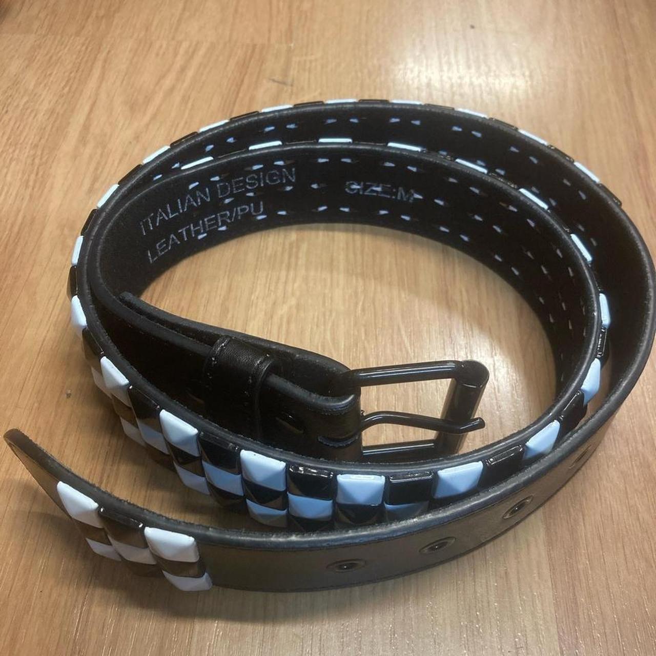 BLACK AND WHITE CHECKERED BELT SMALL 30 inches to 33... - Depop