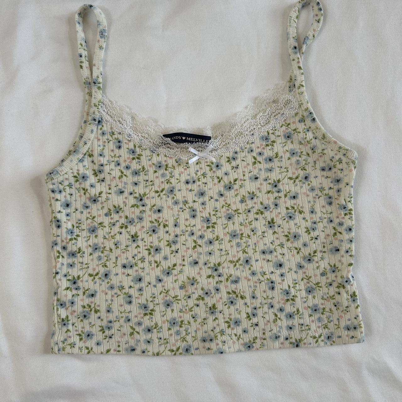 Brandy floral lace cropped tank. Old Brandy barely... | Depop