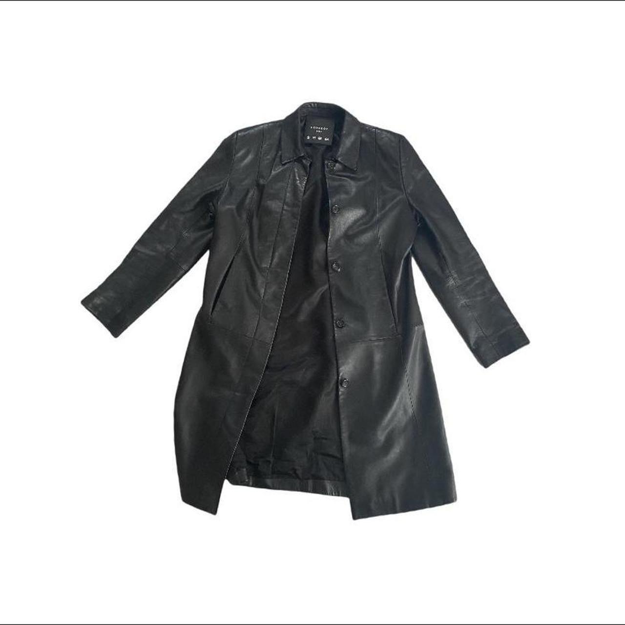 LONG BLACK LEATHER JACKET @HOMEBOYSTORE UK 🇬🇧 SIZE... - Depop