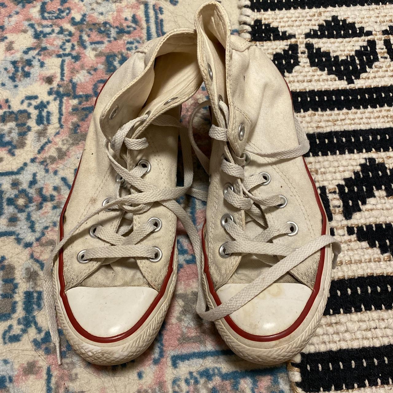 white high top converse. worn but still have good... - Depop