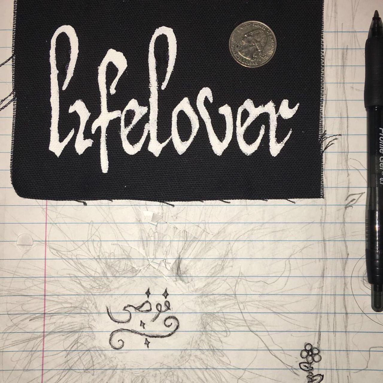 Lifelover patch. hand printed on black duck cloth,... - Depop