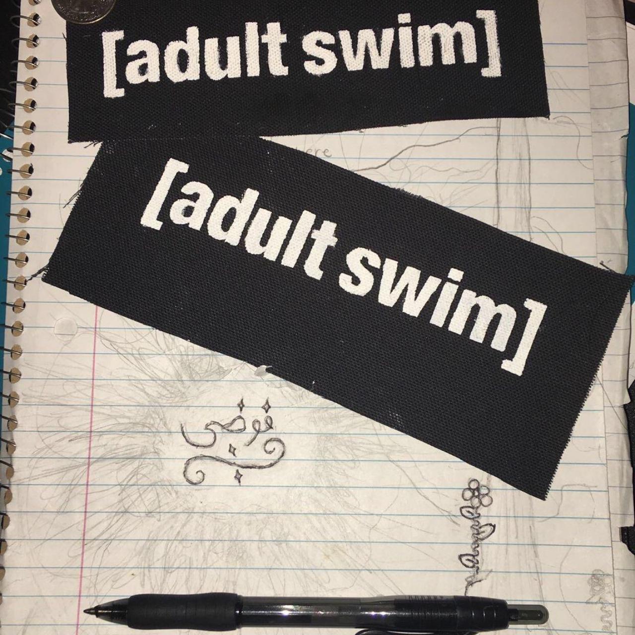 Adult Swim patch. hand printed on black duck cloth.... - Depop