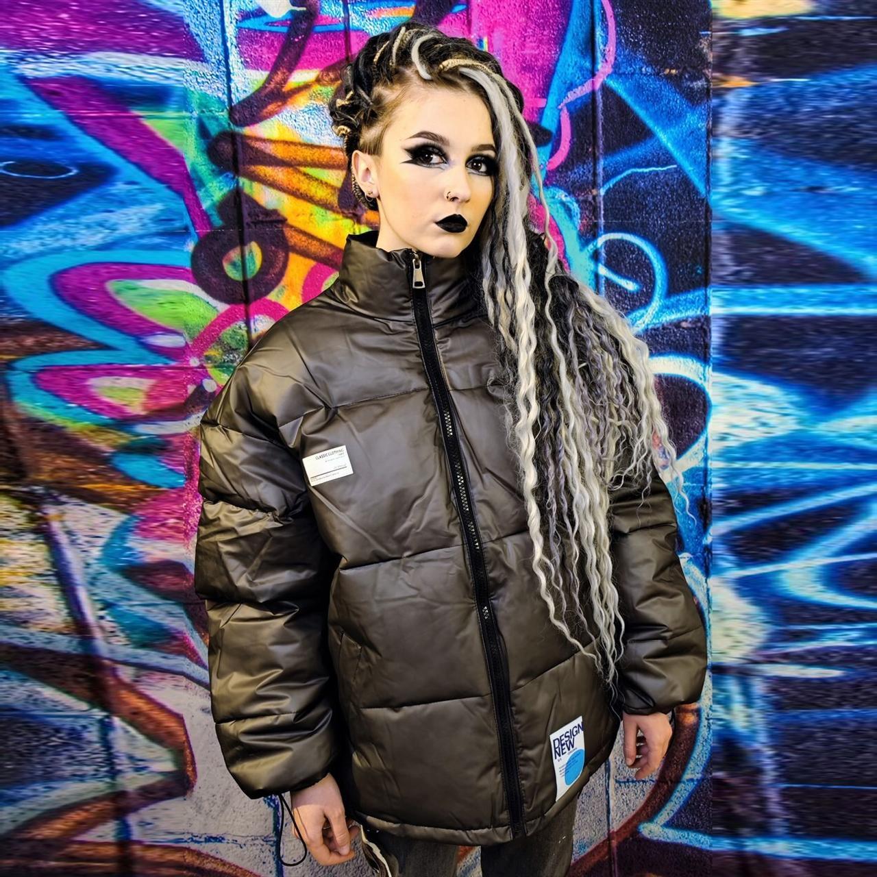 Transparent bomber see through cotton padded jacket... - Depop