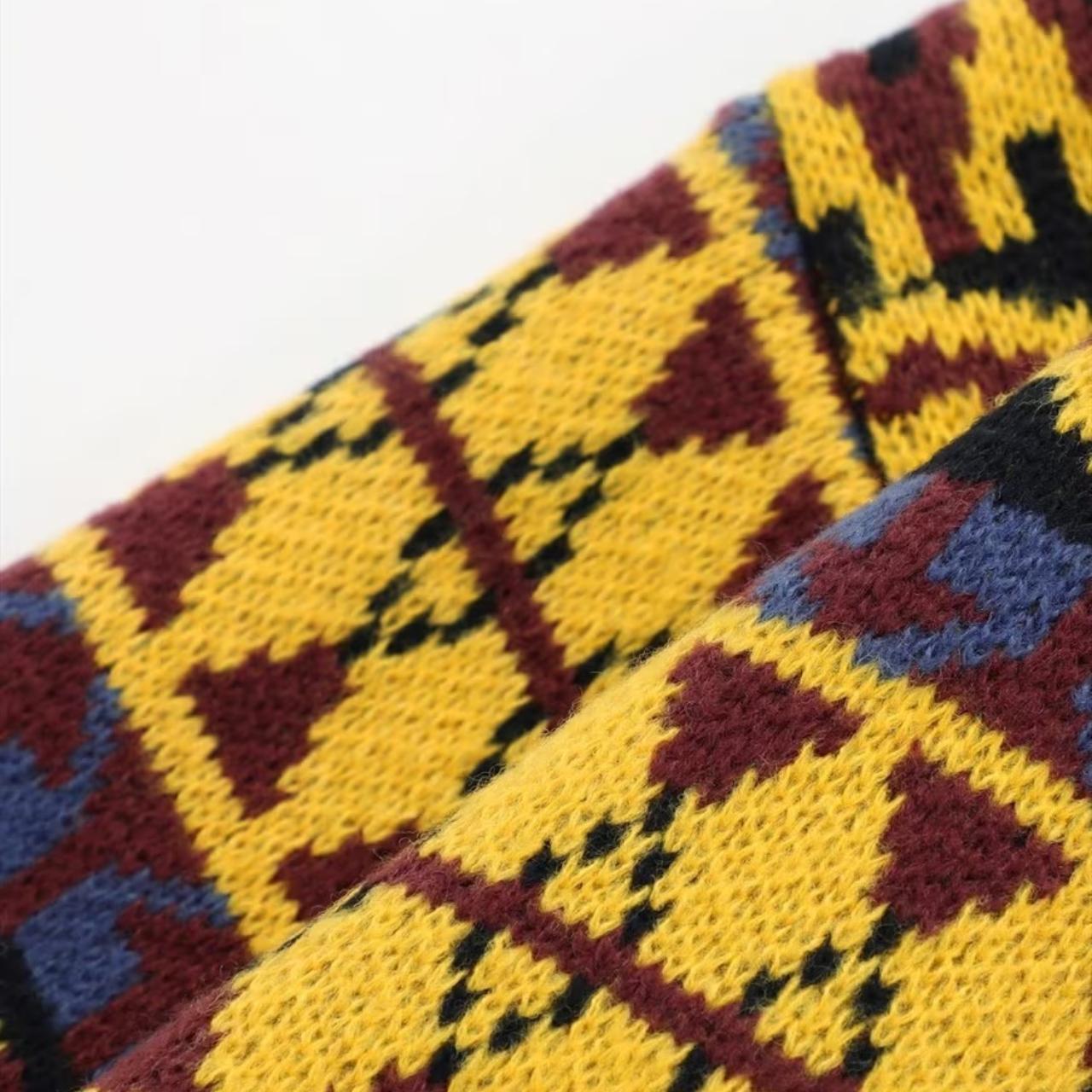 Baroque sweater 90s pattern chunky knit jumper black... - Depop