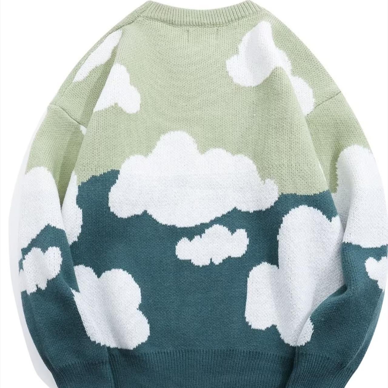 Clouds sweater sky print jumper retro landscape top... - Depop