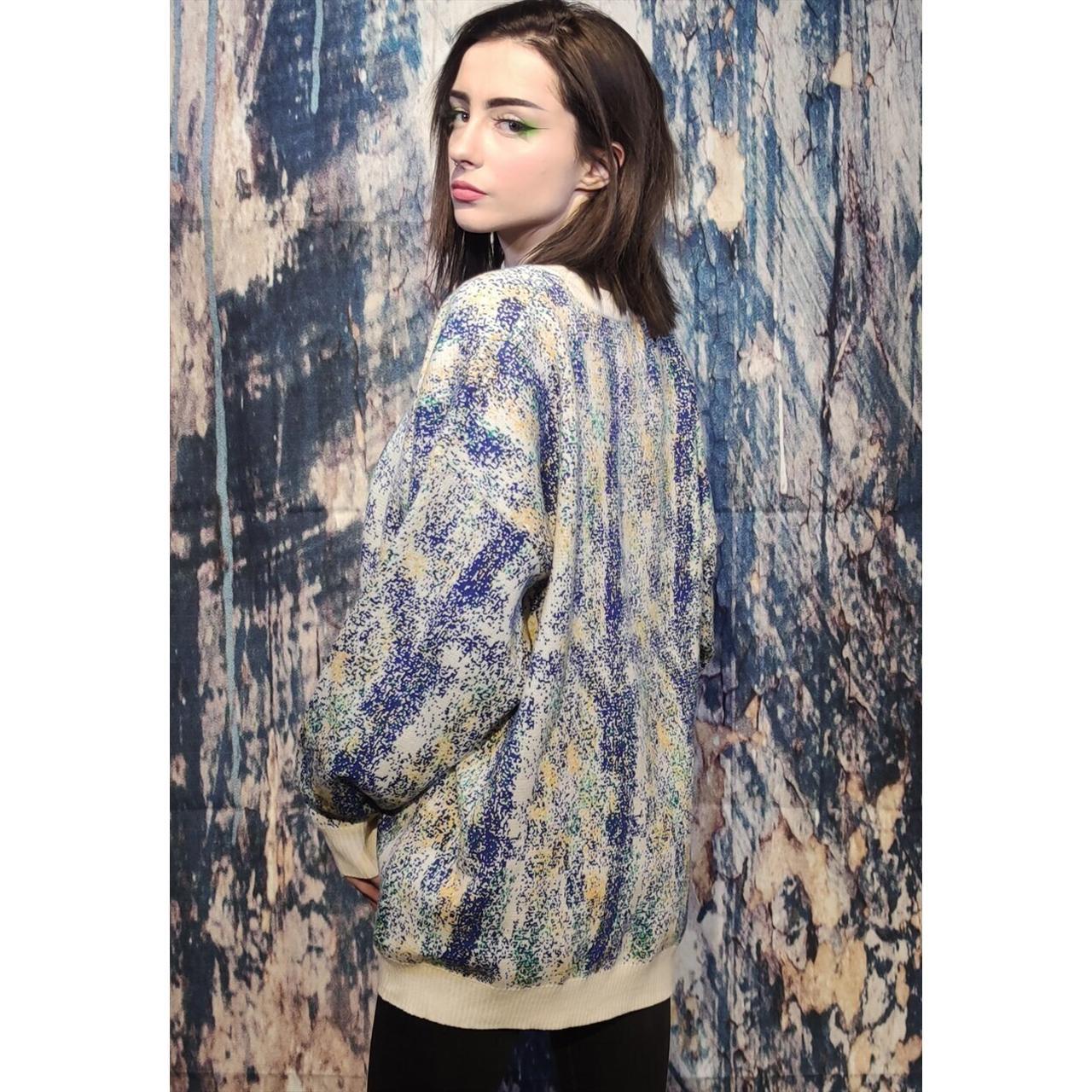 Paint splatter sweater y2k tie-dye jumper in blue... - Depop