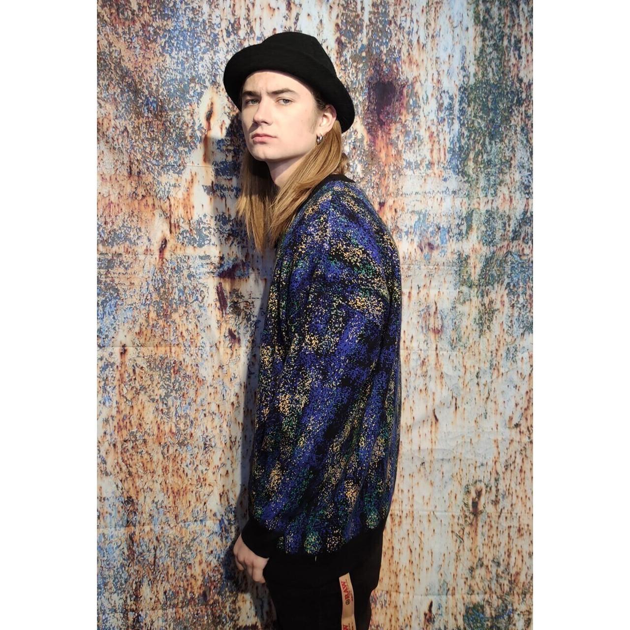 Paint splatter sweater y2k tie-dye jumper in blue... - Depop